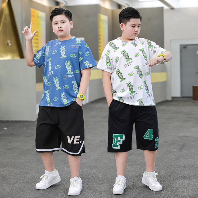 Fat children's clothing boys' suit plus fat and large summer clothing ...