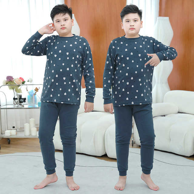 Fat boys autumn clothes and long pants suit plus fat plus home clothes ...