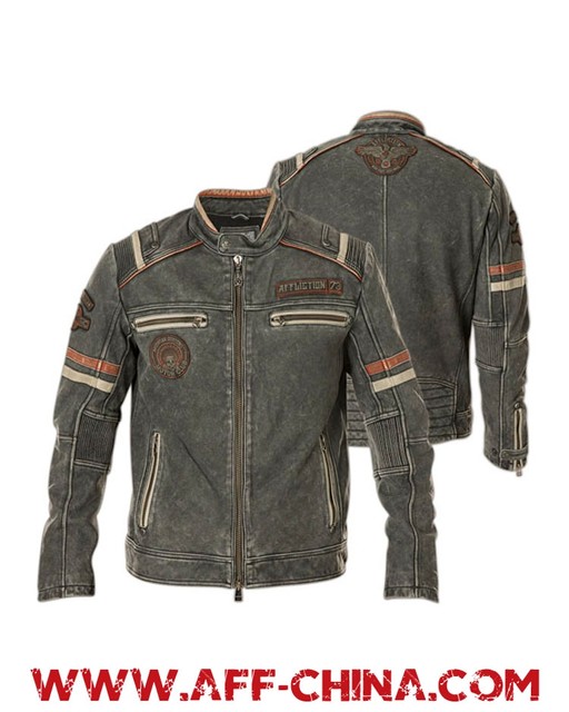 Affliction men's motorcycle rock and roll old retro slim leather jacket ...
