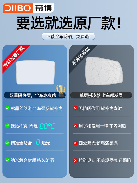 Dibo sunroof sunshade is suitable for Tesla Model Y/3 car top curtain ...
