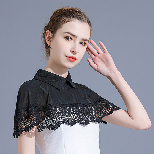 Thin blouse with skirt, thin shirt collar, cape, small shawl, women's ...