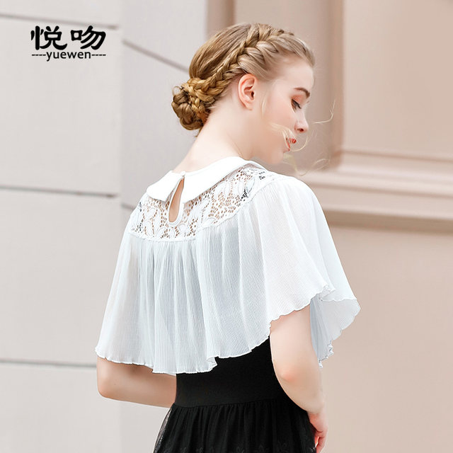 Lace and chiffon short shawl cloak for women, small shawl for summer ...