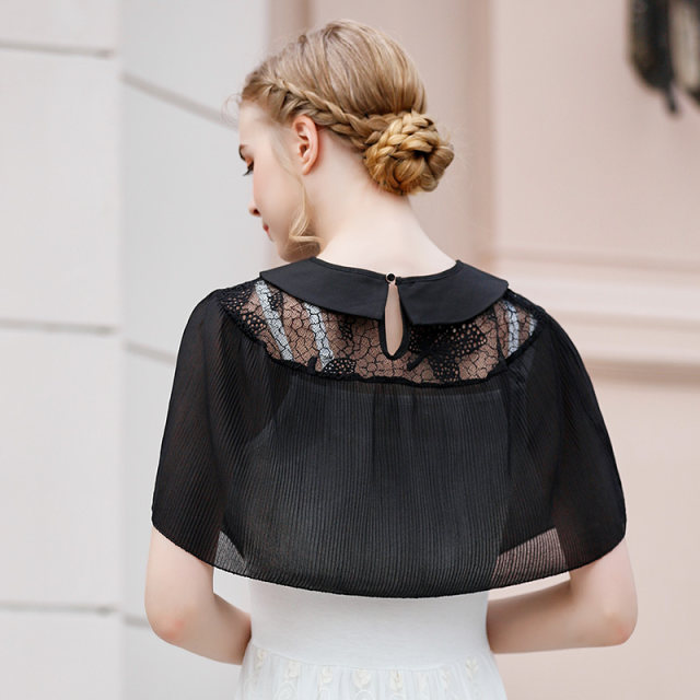 Lace and chiffon short shawl cloak for women, small shawl for summer ...