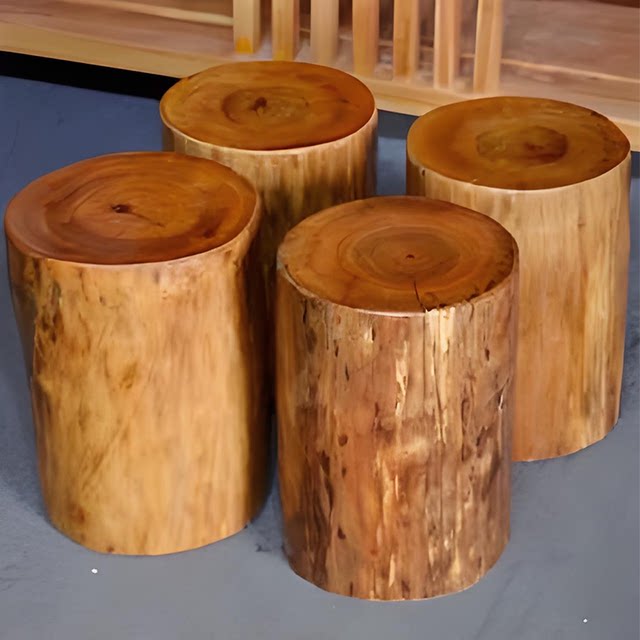 Camphor tree stool, wooden pier, log, large tree stump, round stool ...