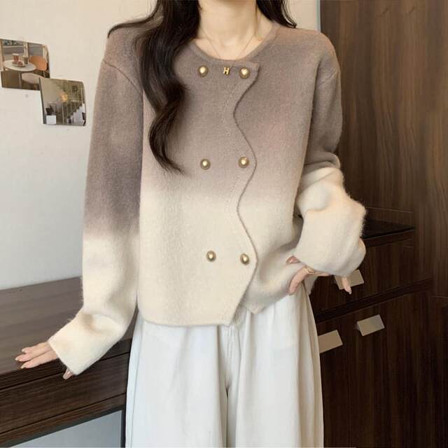 Gradient sweater jacket for women in autumn and winter new large size ...