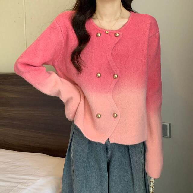 Gradient sweater jacket for women in autumn and winter new large size ...