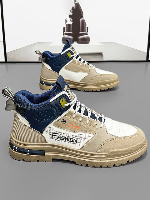 Large size men's shoes Spring new high-top shoes 46 medium-top genuine ...
