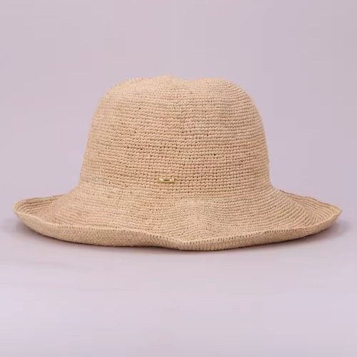 58cm CA4LA KTZ02620 DEUS4 Natural Rafia Sun Hat Streamer Simple and versatile