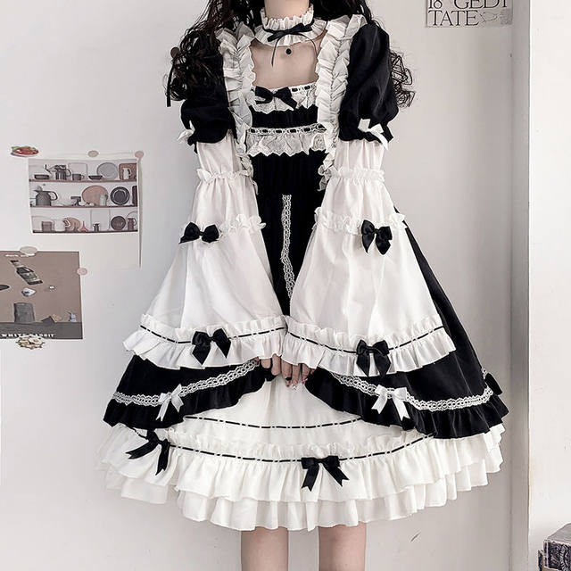 Large size 300 Jin [Jin equals 0.5 kg] Dark and white night aurora Lolita skirt for women fat mm ...