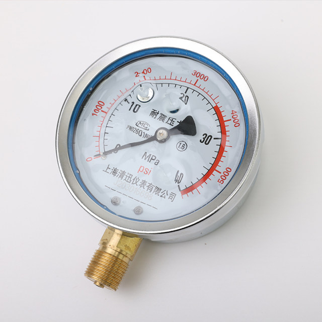 YN100 shock-resistant and anti-vibration hydraulic pressure gauge 0-1.6MPA air pressure gauge ...