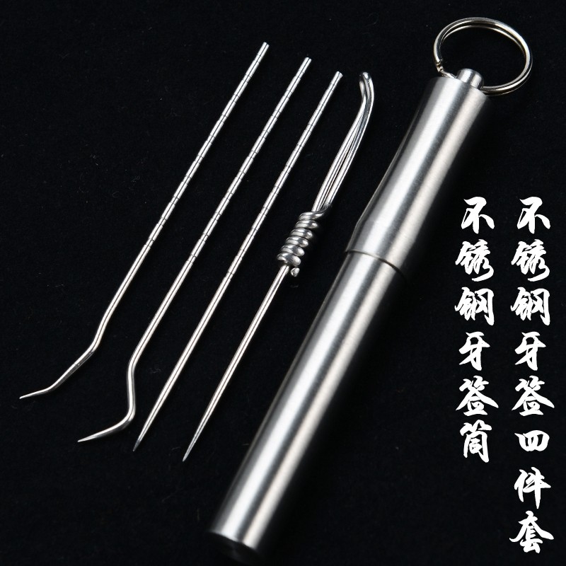 Stainless Steel Toothpick Set with Storage Tube - Yyedc
