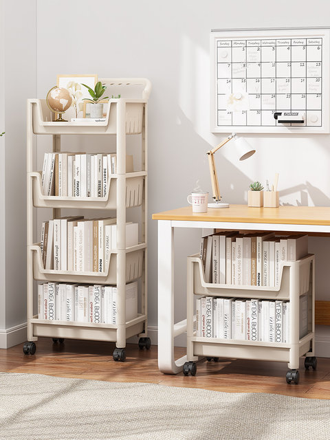 Bookshelf Storage Rack Floor-Standing Household Multi-Layer Wheeled ...