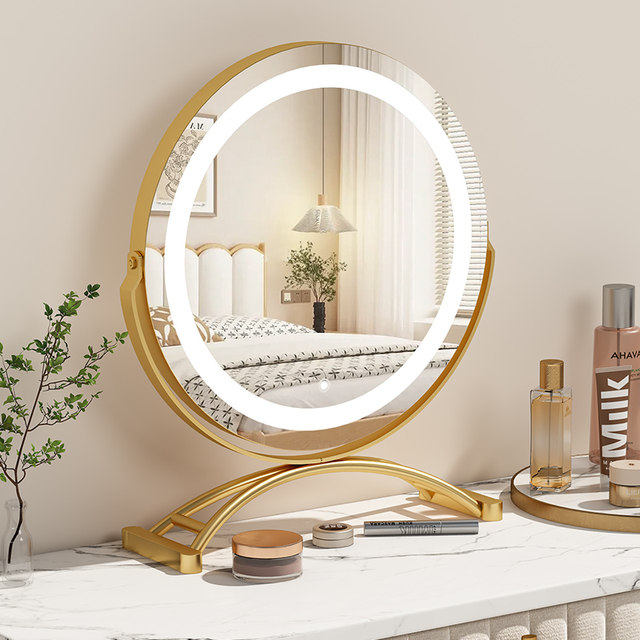 Desktop makeup mirror, home girls' bedroom, LED lighted makeup mirror ...