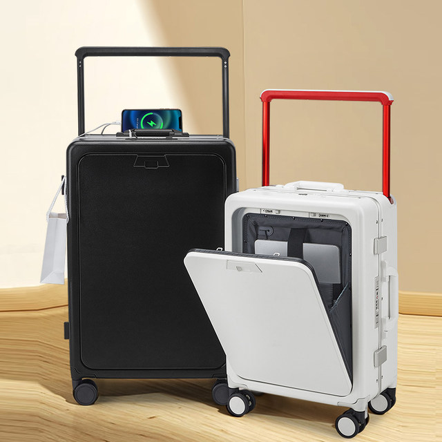 Front opening wide trolley suitcase 20 inches multifunctional business ...