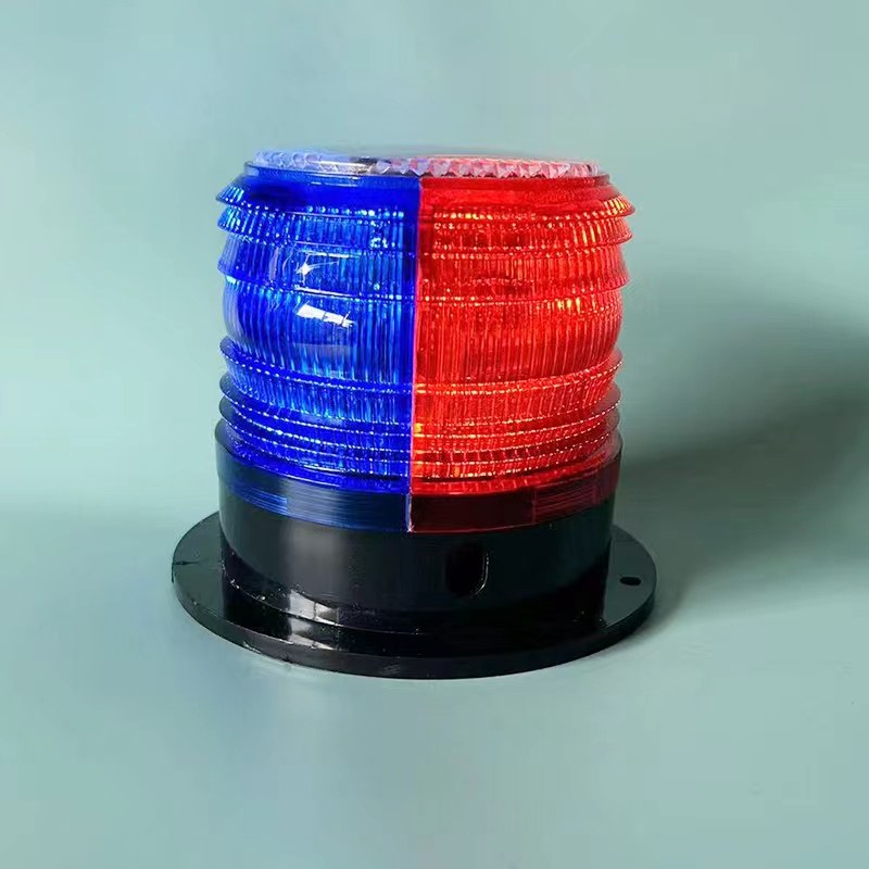 Waterproof red and blue car solar warning strobe light at night