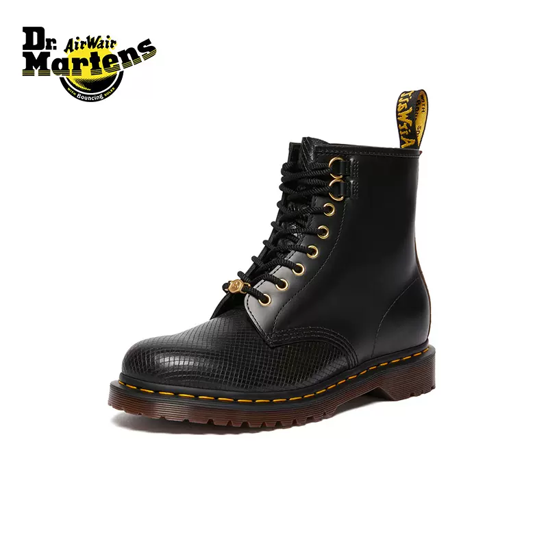 Dr.Martens马丁1460 YOTS男女春季蛇年款钻石压纹休闲黑色马丁靴-淘宝网