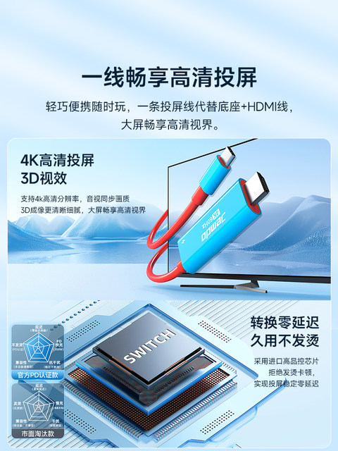 Jindu Jemdo is suitable for Nintendo switch screen projection cable directly connected to the ...