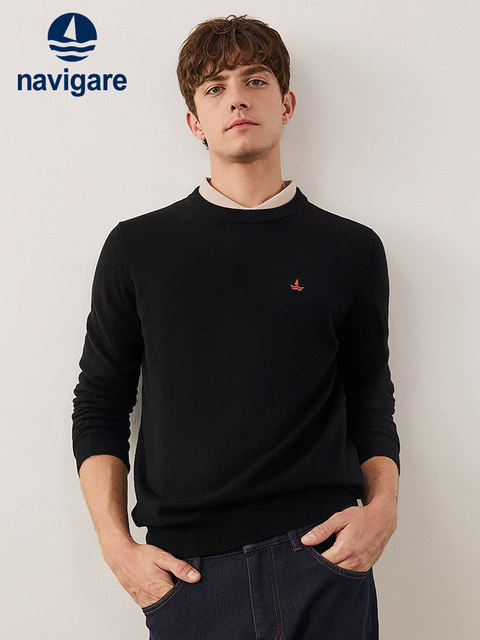 navigare Italian small sailing winter men's sweater new warm round neck ...