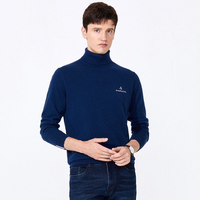 [Pure Wool] Navigare Italian small sailing turtleneck pullover sweater ...