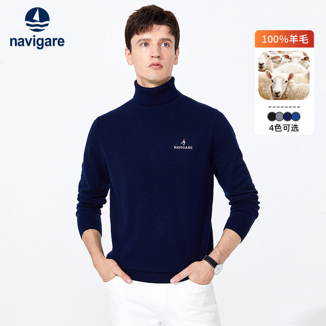 [Pure Wool] Navigare Italian small sailing turtleneck pullover sweater ...