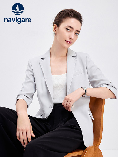 Navigare Italian small sailing boat grey five-quarter sleeve blazer ...