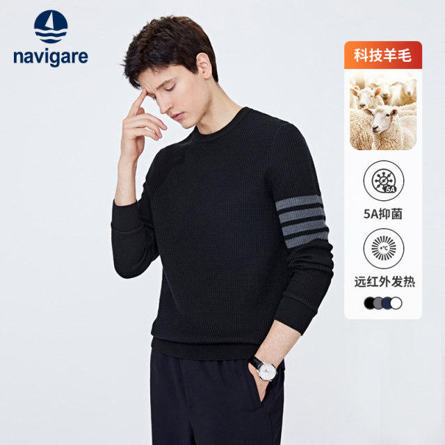 [Wool] Navigare Italian dinghy winter black crew neck sweater men's ...