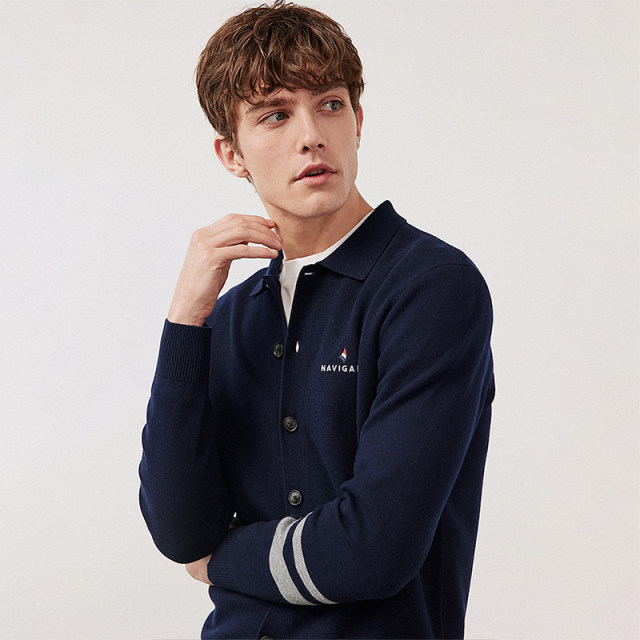 [Wool] Navigare Italian sailing gray sweater jacket men's autumn casual ...