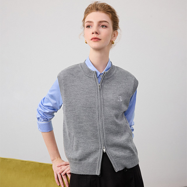 [Pure Wool] Navigare Italian Small Sailing Gray Knitted Vest Women's ...