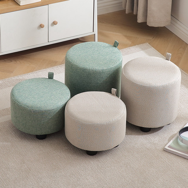 Fabric small stool household solid wood stool fashion round stool ...