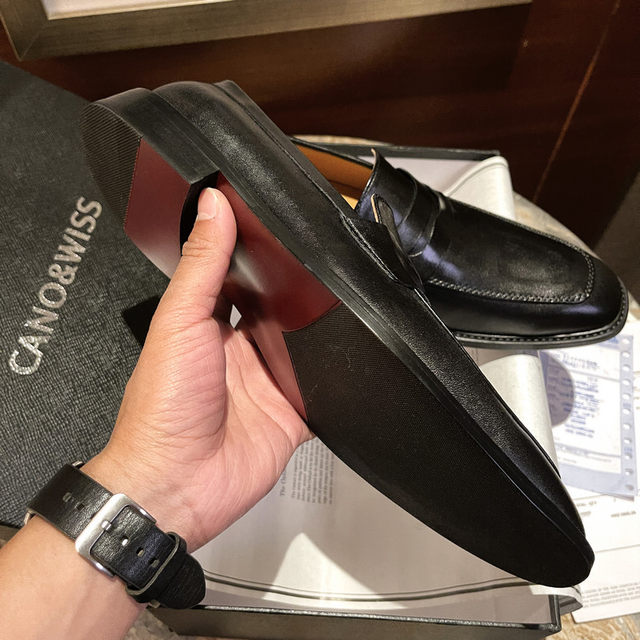 CANO/WISS loafers men's genuine leather shoes British slip-on business ...