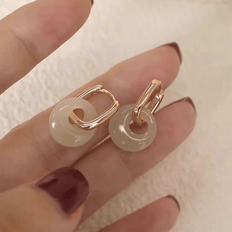 S925 Silver Needle Ping An buckle ear ring female niche design sense ...