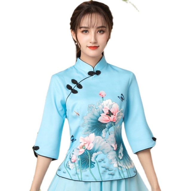 New spring and summer girls' cheongsam top retro Chinese style Tang ...