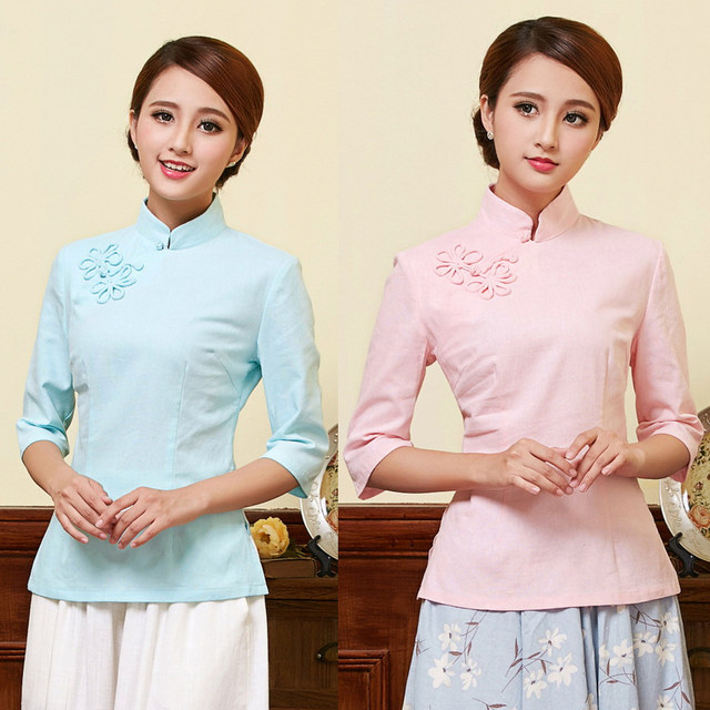 Tang suit women's spring and summer mid-sleeve cotton and linen ...