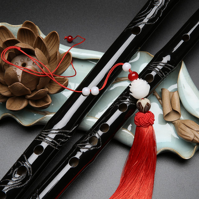 Flute, Bamboo Flute, Beginner's Zero-Basics Musical Instrument, Black ...