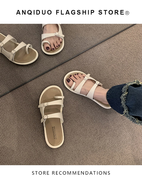Toe-covered slippers for women in summer wear 2025 new Korean style ...