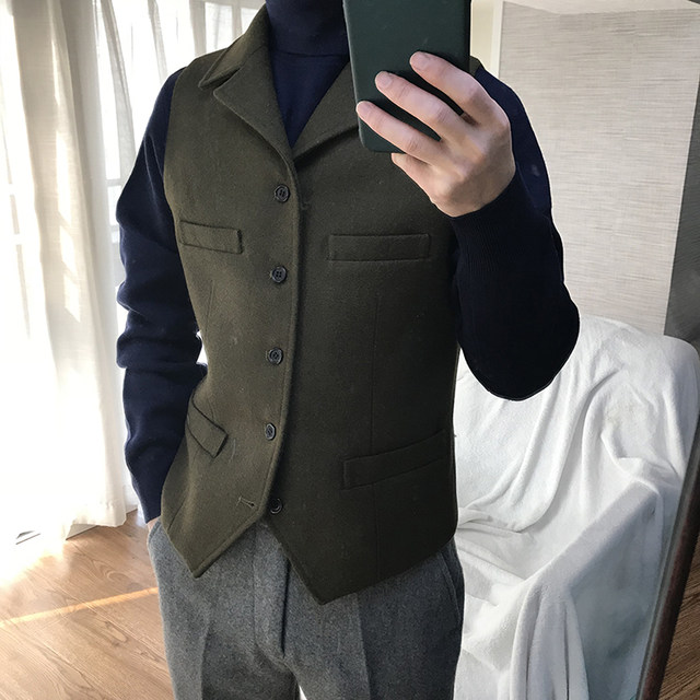 Homemade wool vest and woolen vest with separate suit lapel single ...