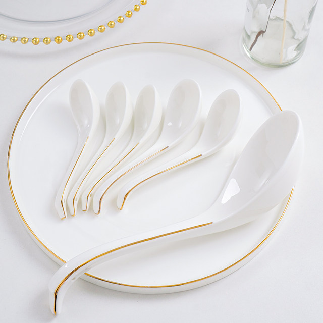 Phnom rim bone china spoon soup large spoon swan small spoon porcelain ...