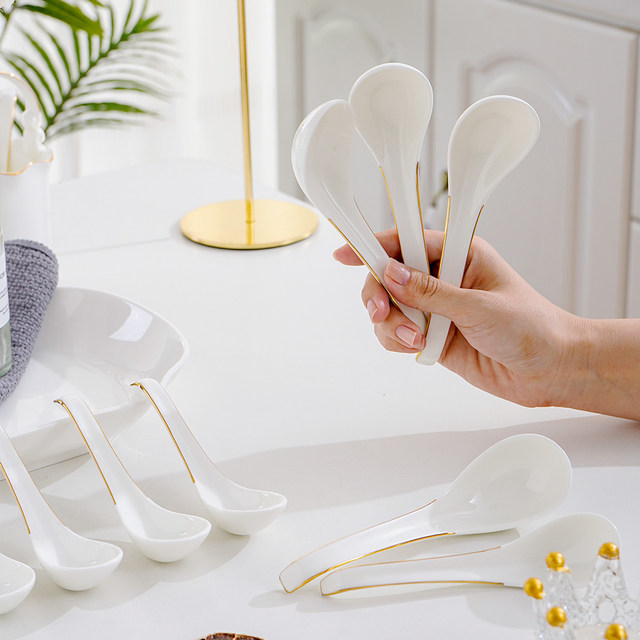 Phnom rim bone china spoon soup large spoon swan small spoon porcelain ...