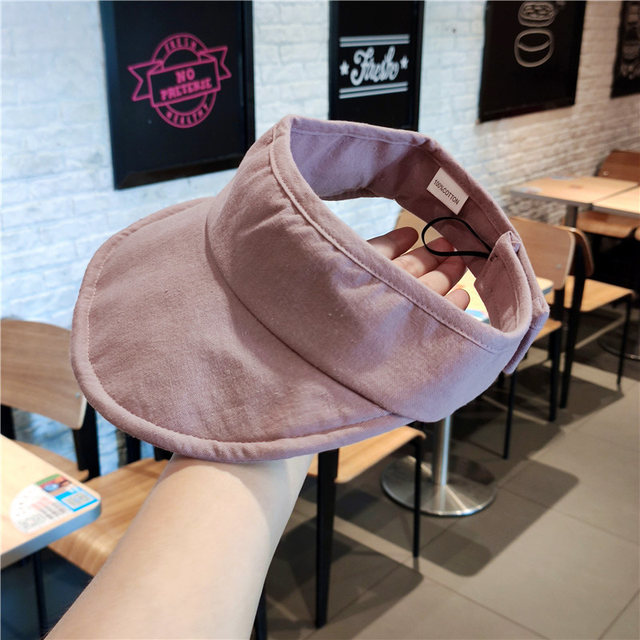 Pure color cotton and linen empty top hat female summer ins net red ...