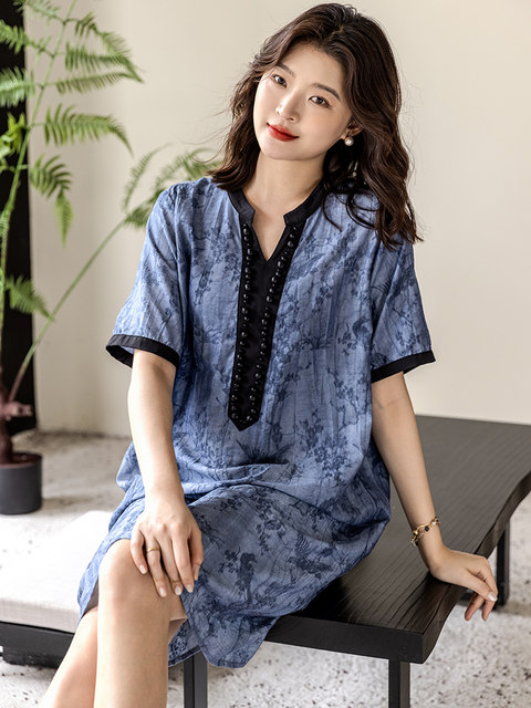 Plus Size Loose High-End Exquisite Jacquard H-Line Loose Retro Print ...