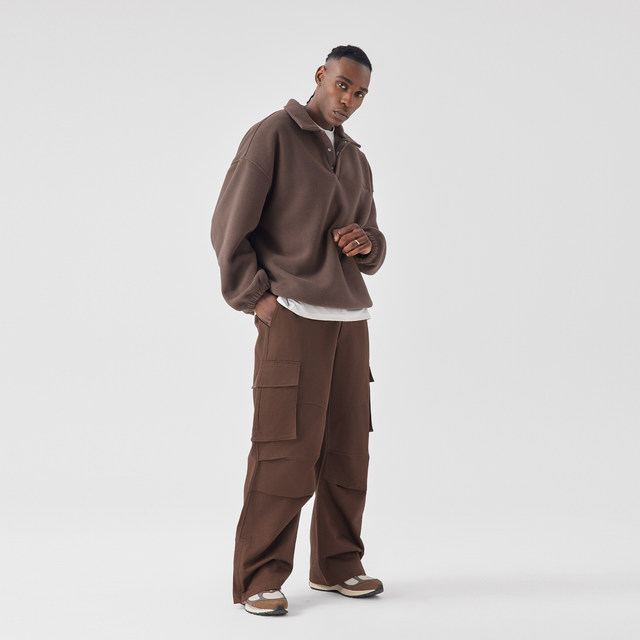 BodydreamBM solid color stand -up collar sweater men's loose shake ...