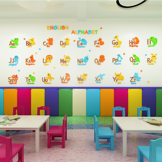 English alphabet wall stickers 3d kindergarten classroom decoration ...