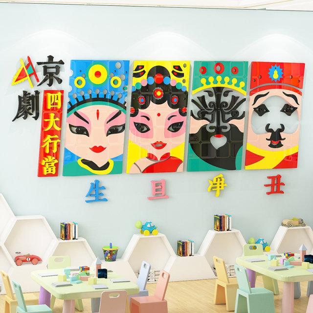 Kindergarten opera theme wall Peking Opera face stickers Shengdan ...