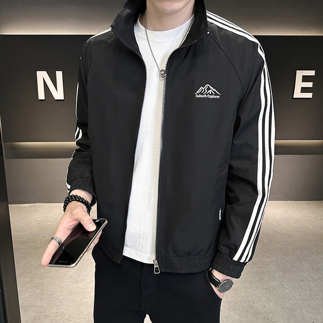 Three bar jackets men's sports standing collar coat 2025 new spring and ...