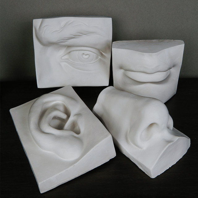 Left painting material art test set of David plaster facial features ...