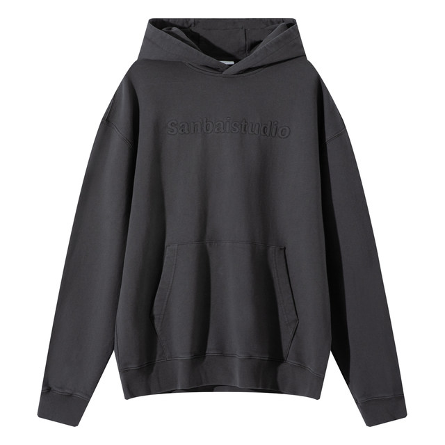 SANBAI Sanbai classic small letters embroidered hooded sweatshirt men's ...