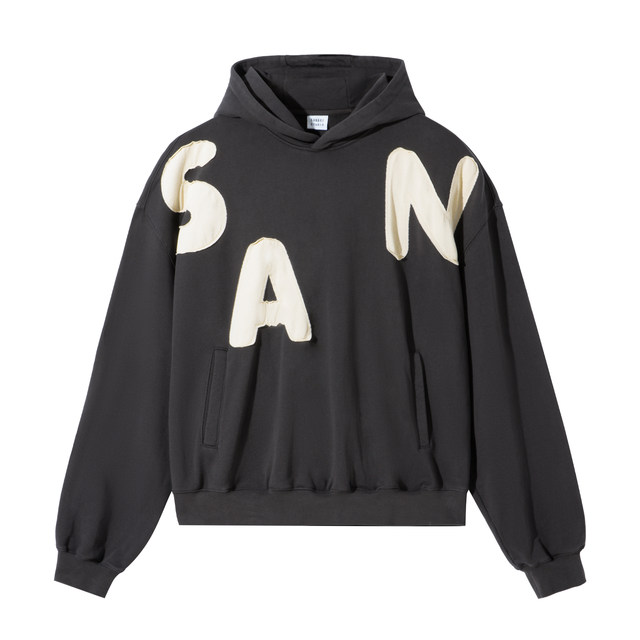 SANBAI three hundred letter patch hooded sweatshirt 2024 new men's ...