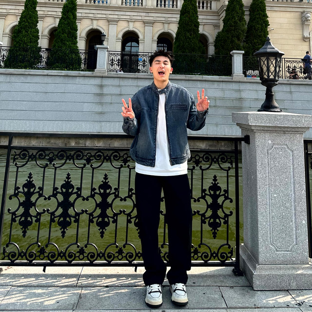 SANBAI three hundred washed blue denim jacket men's autumn new American ...