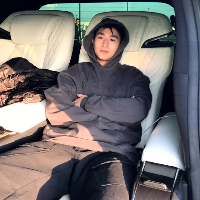 SANBAI Sanbai classic small letters embroidered hooded sweatshirt men's ...