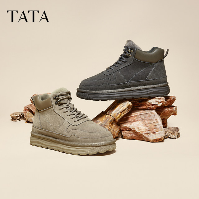 TATA, Her Outdoor Thick Snow Boot Men's Boots Men's Plel Warm Martin ...